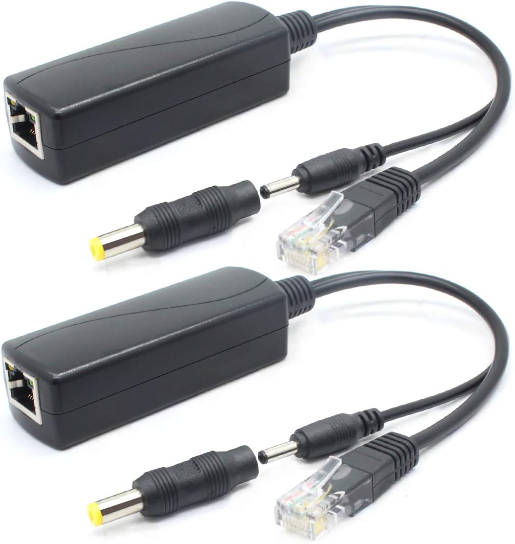 REVODATA Gigabit PoE Splitter 12V/2A DC 5.5*2.1mm Stecker, 48V PoE zu ...