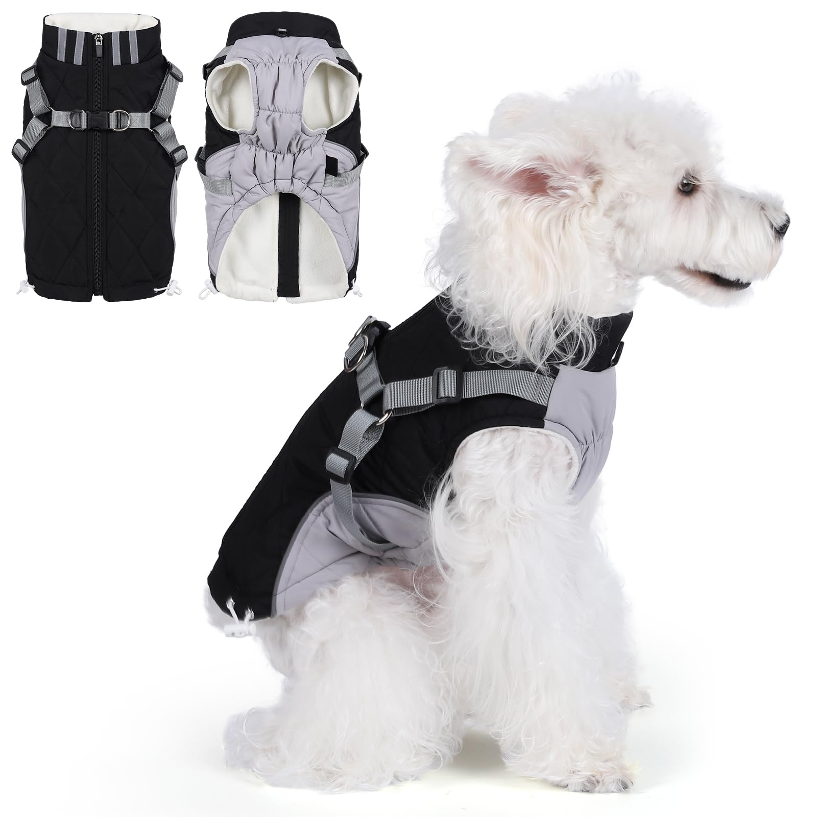 Amazon.com : Gyuzh Dog Coat with Harness Dog Jacket Winter Waterproof ...