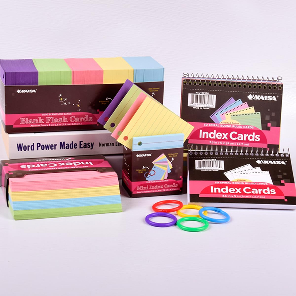 Snapklik.com : KAISA Colored Index Cards Flashcard3x5 Ruled Color Note ...