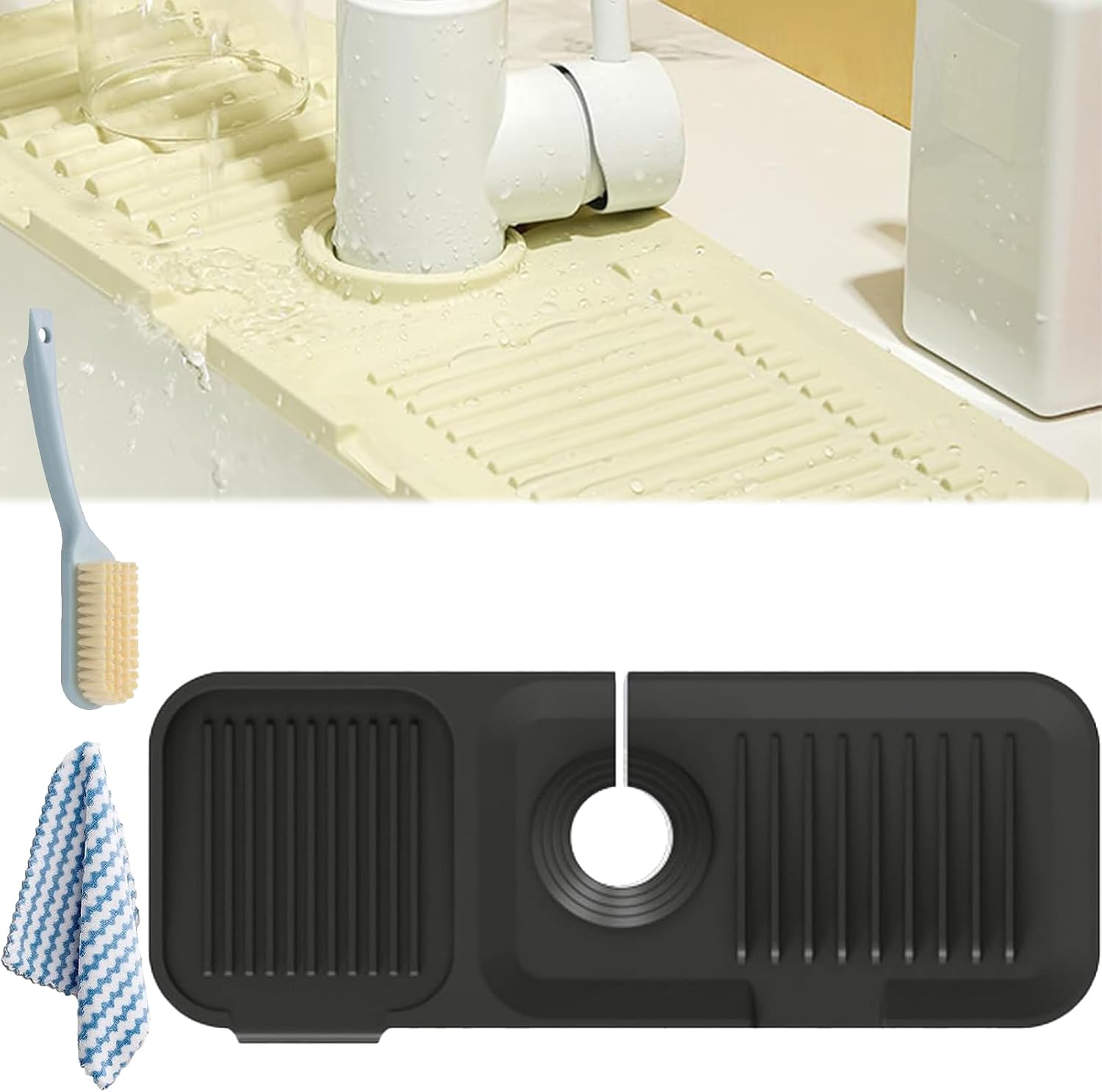 Amazon.com: DENGWANG Tidy Splash Faucet Guard & Draining Mat, Silicone ...