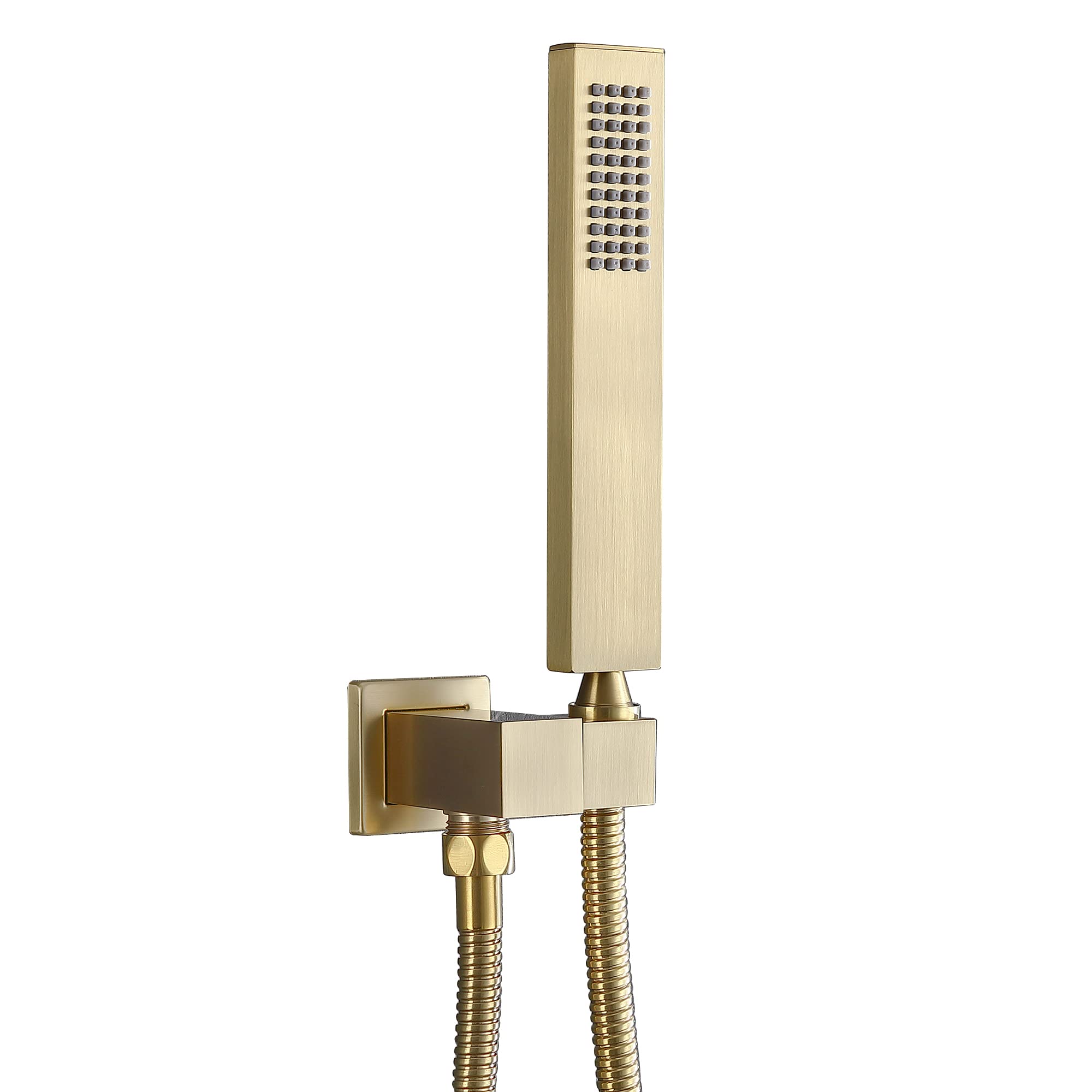 ENGA Square Brushed Gold Solid Brass Hand Held Shower Head With Wall ...