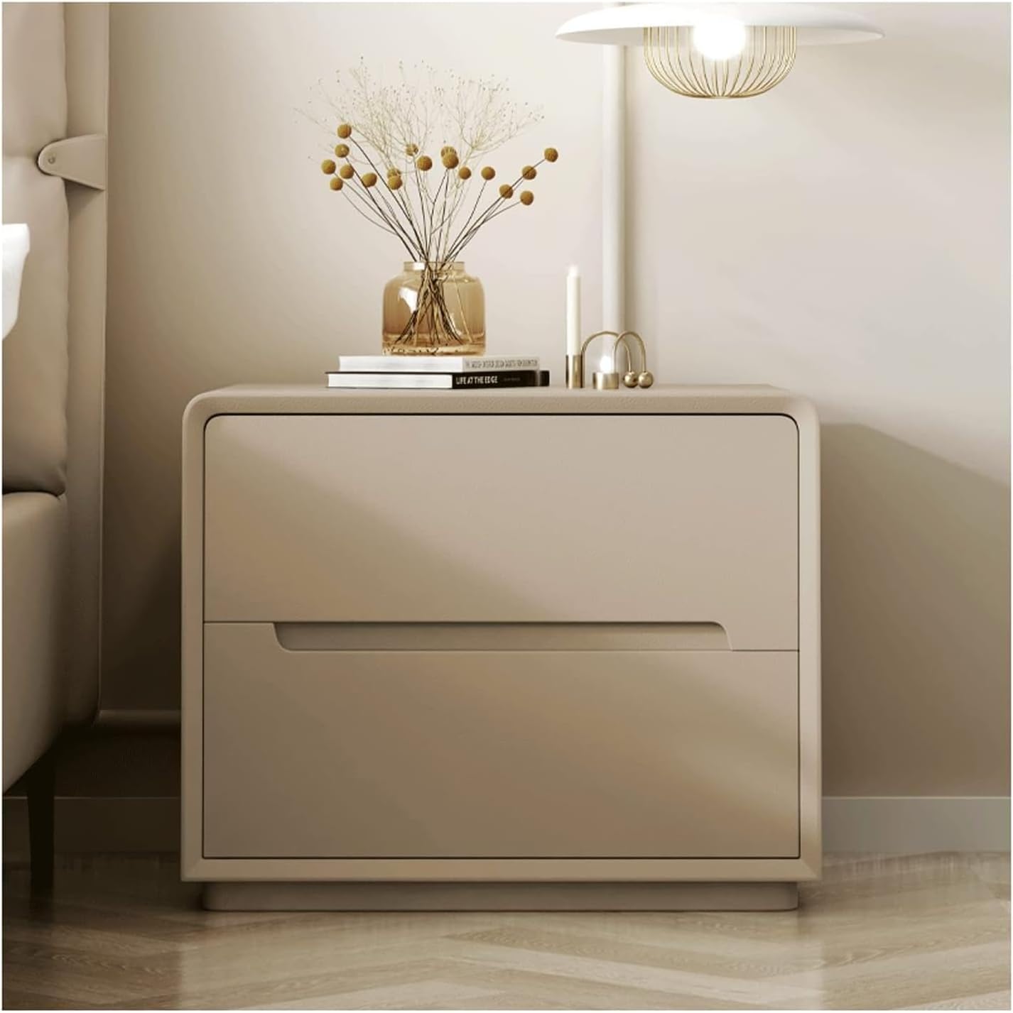 Amazon.com: BKEKM Nightstands Nightstand Square Wood End Table Leather ...