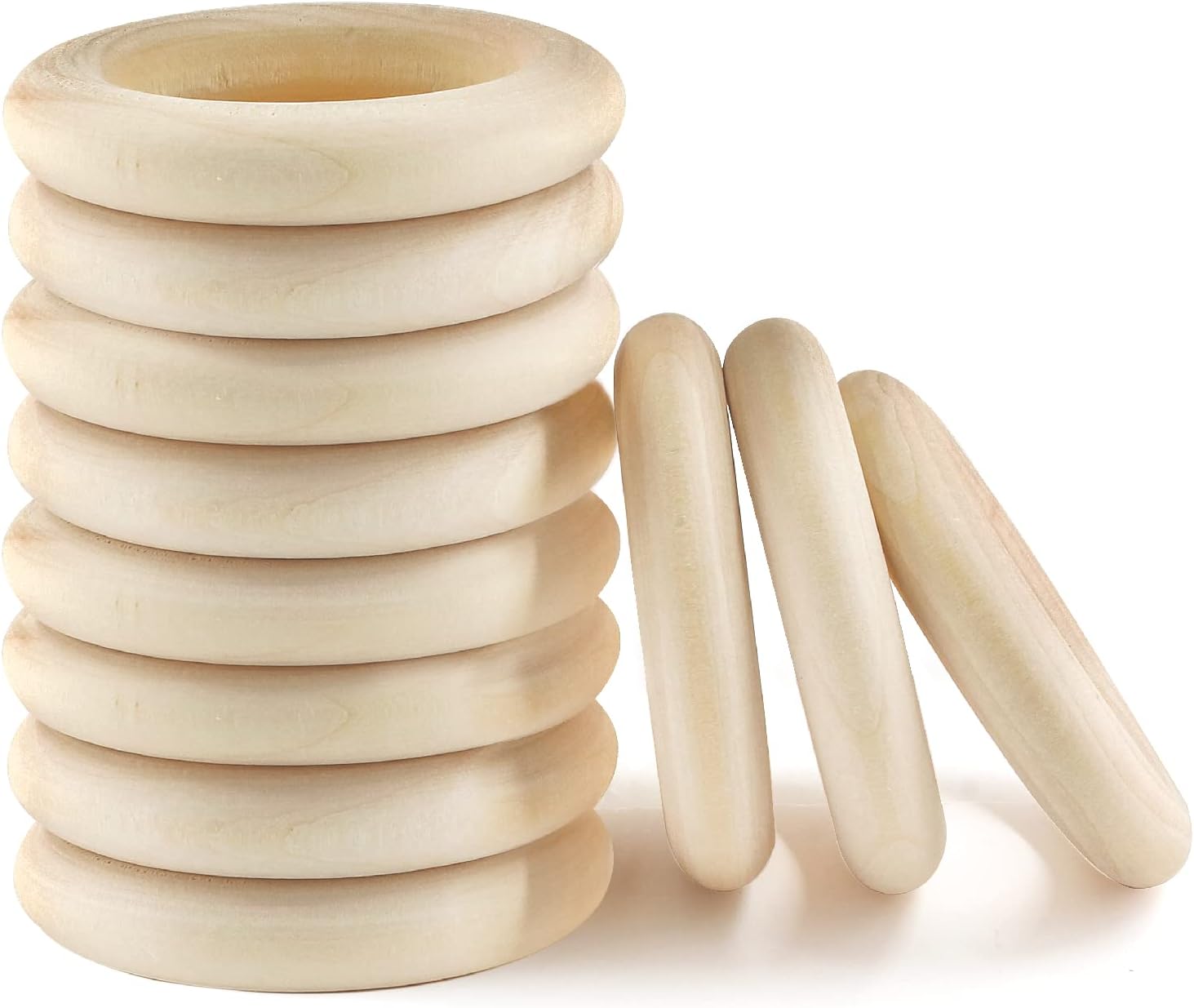 Amazon.com: Penta Angel Wooden Rings 30Pcs 35mm Natural Unfinished ...