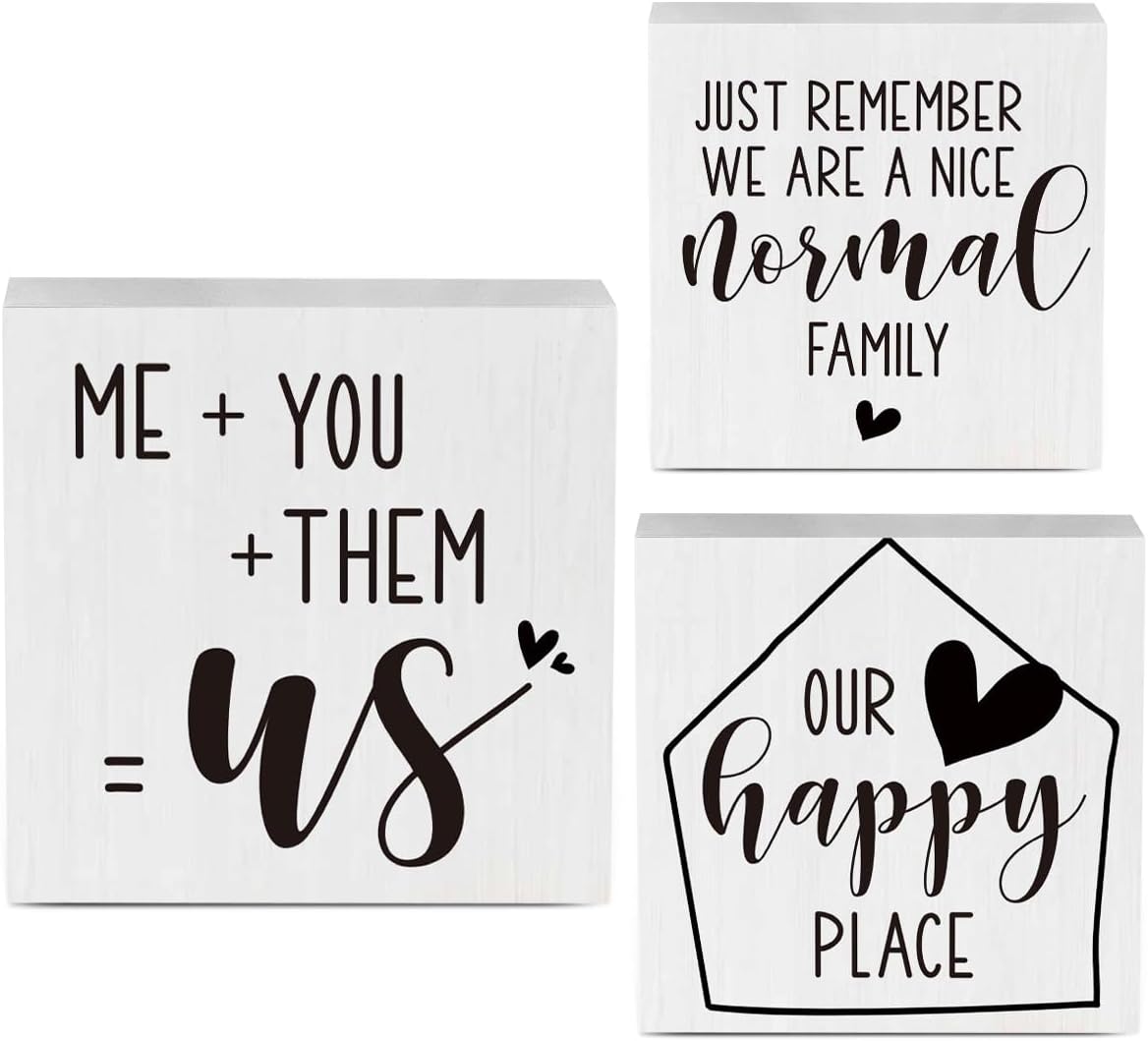 Amazon.com: YYDS 3 Pieces Family Wooden Box Signs Decor, Rustic Our ...