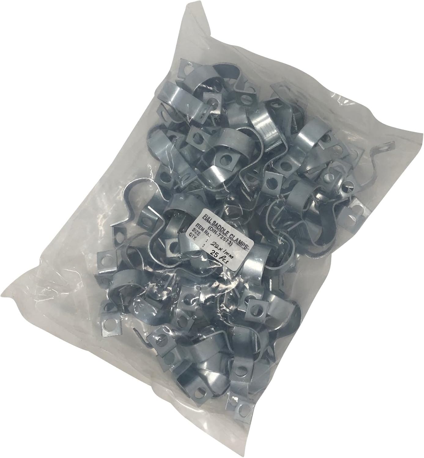25pcs 22mm Full Saddle Clamps - Pipe Strap Hose Tube Tension Clip Metal ...
