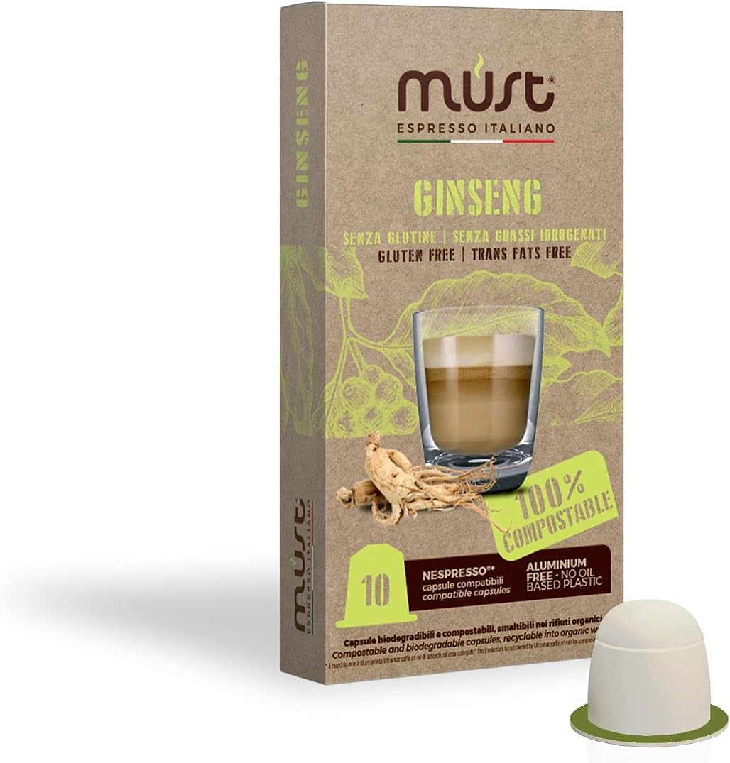 MUST 100 Cápsulas de Café con Ginseng Autoprotegidas 100% Compostable ...