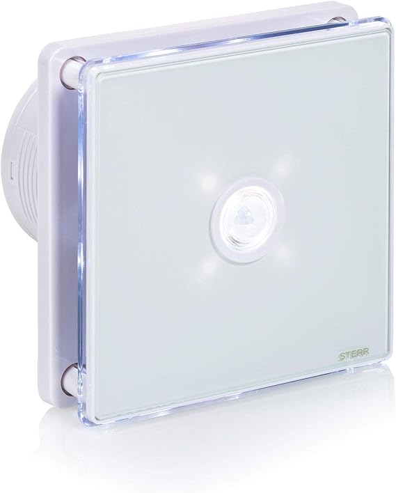 STERR White Bathroom Extractor Fan 100 mm With LED + PIR Inline - Fan ...