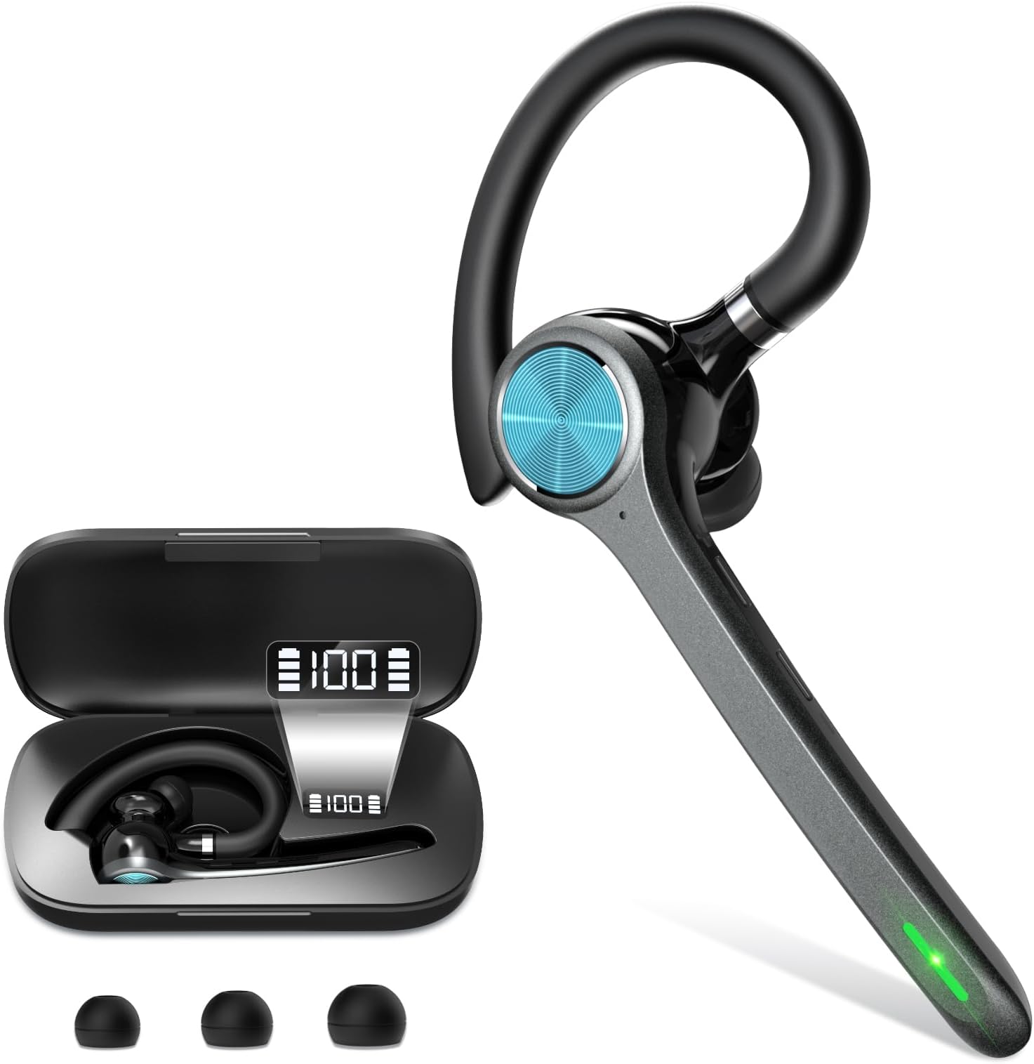 Amazon.com: HEIBAS Bluetooth Headset, Wireless Bluetooth Earpiece with ...