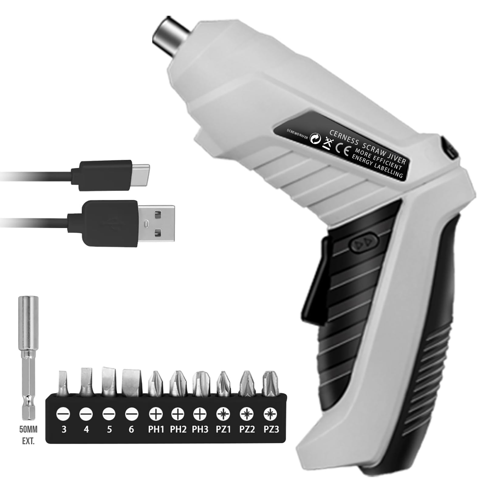Amazon.com: Power Screwdriver Set, LED Light Cordless Screwdriver ...