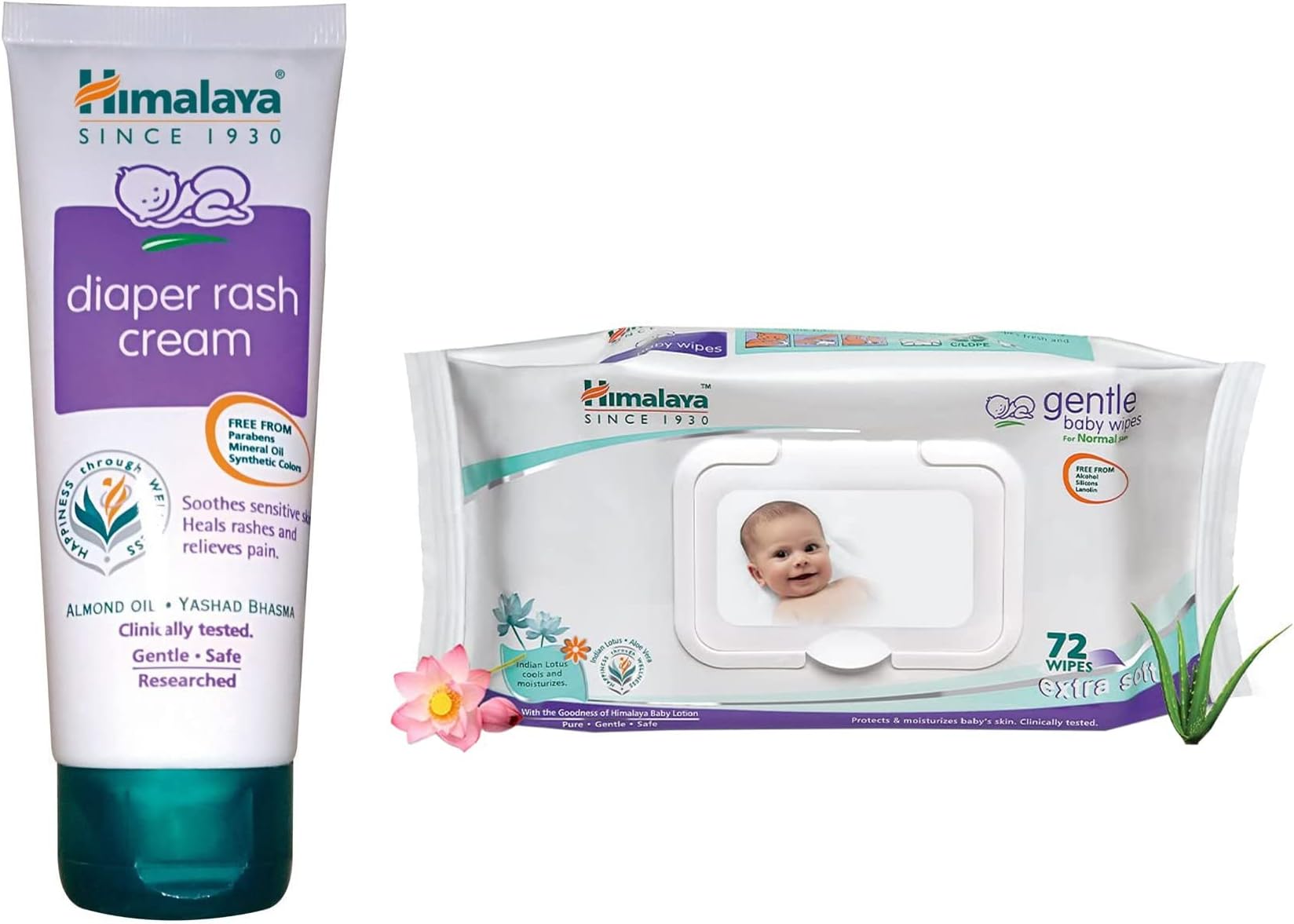 Buy Himalaya Diaper Rash Cream,100gm & Himalaya Gentle Baby Wipes, 72 ...