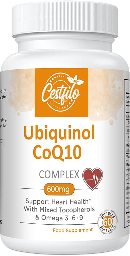 Ubiquinol CoQ10 600 mg gélules softgel - Forme active de CoQ10 plus vitamine E & oméga 3 6 9 ...
