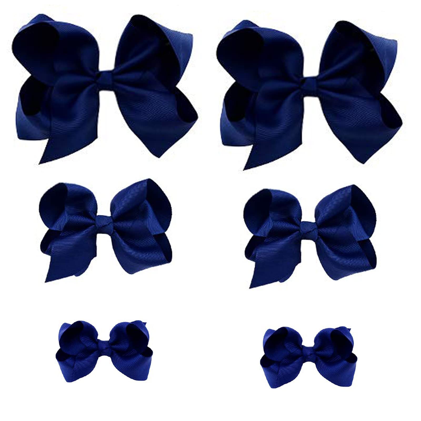 Amazon.com: Navy Bows for Girls,6PCS Hand-made Grosgrain Ribbon Hair ...