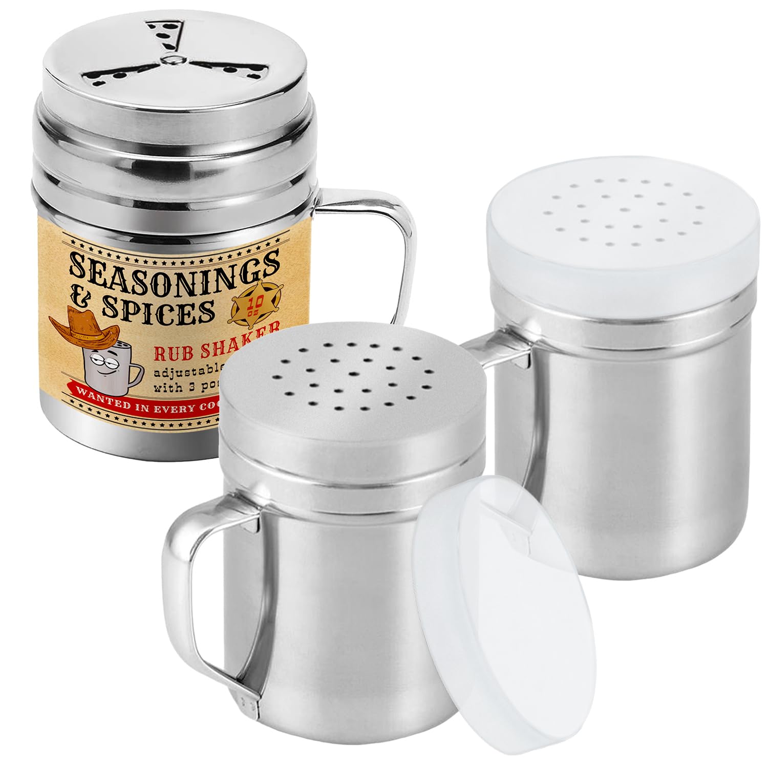 Amazon.com: [2-pcs] 6oz Metal Salt Pepper Cooking Dredge Shakers ...