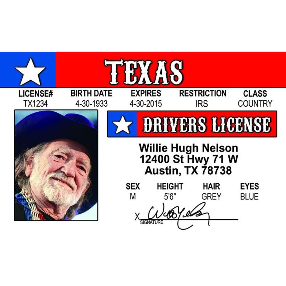 Amazon.com: Signs 4 Fun Parody Driver’s License | Willie N ID | Fake ID ...