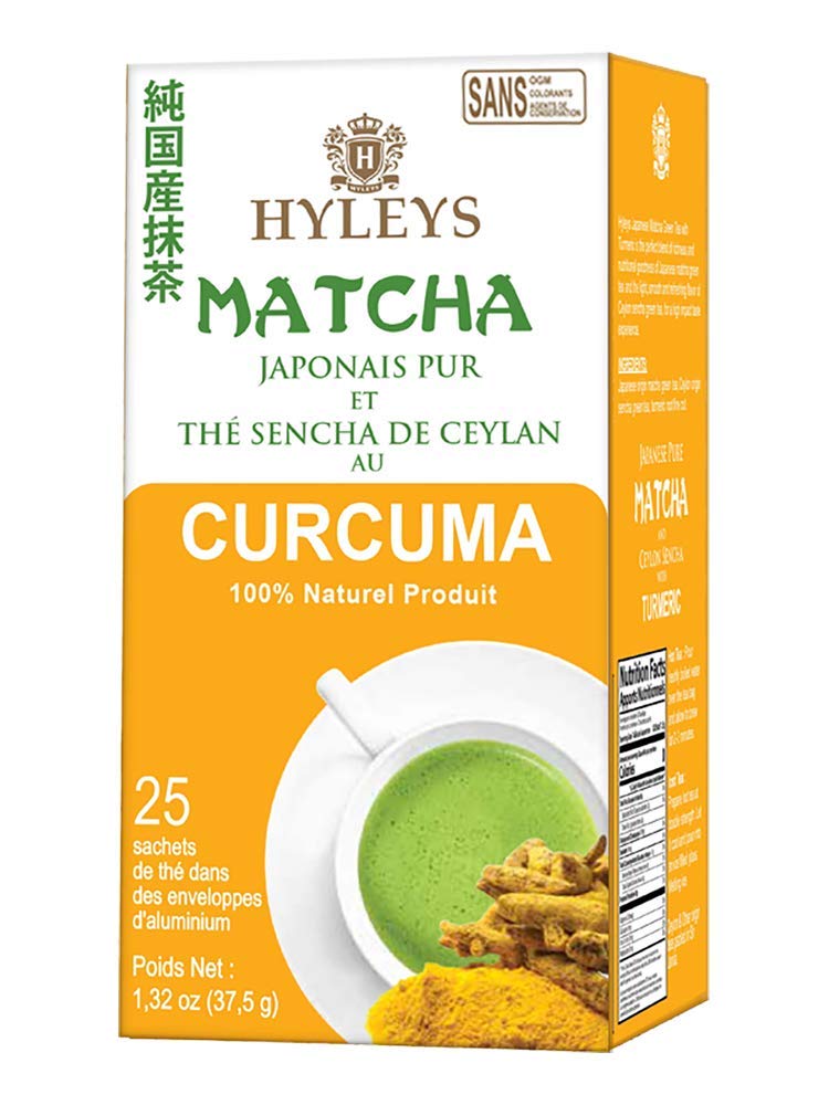 HYLEYS Tea Japanese Pure Matcha and Ceylon Sencha with Turmeric, 1.32 ...