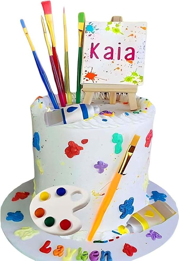 Amazon.com: Art Paint Cake Toppers, Qoadwem Art Painting Cake Toppers ...