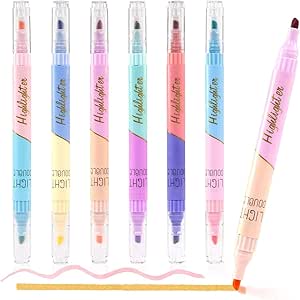 DMG TECH Highlighters, 12 Colors Aesthetic Highlighters, Dual Tip ...