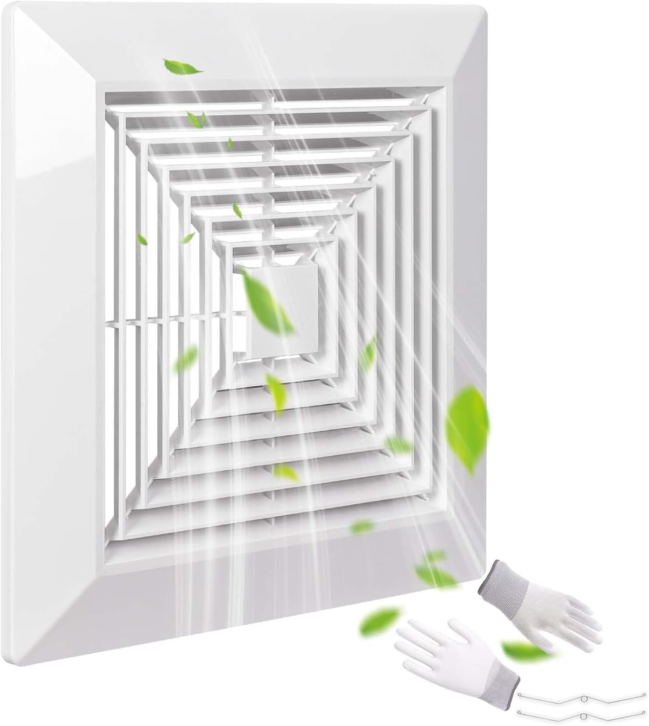 PTLEVYN Bathroom exhaust fan Cover White plastic with spring grille ...