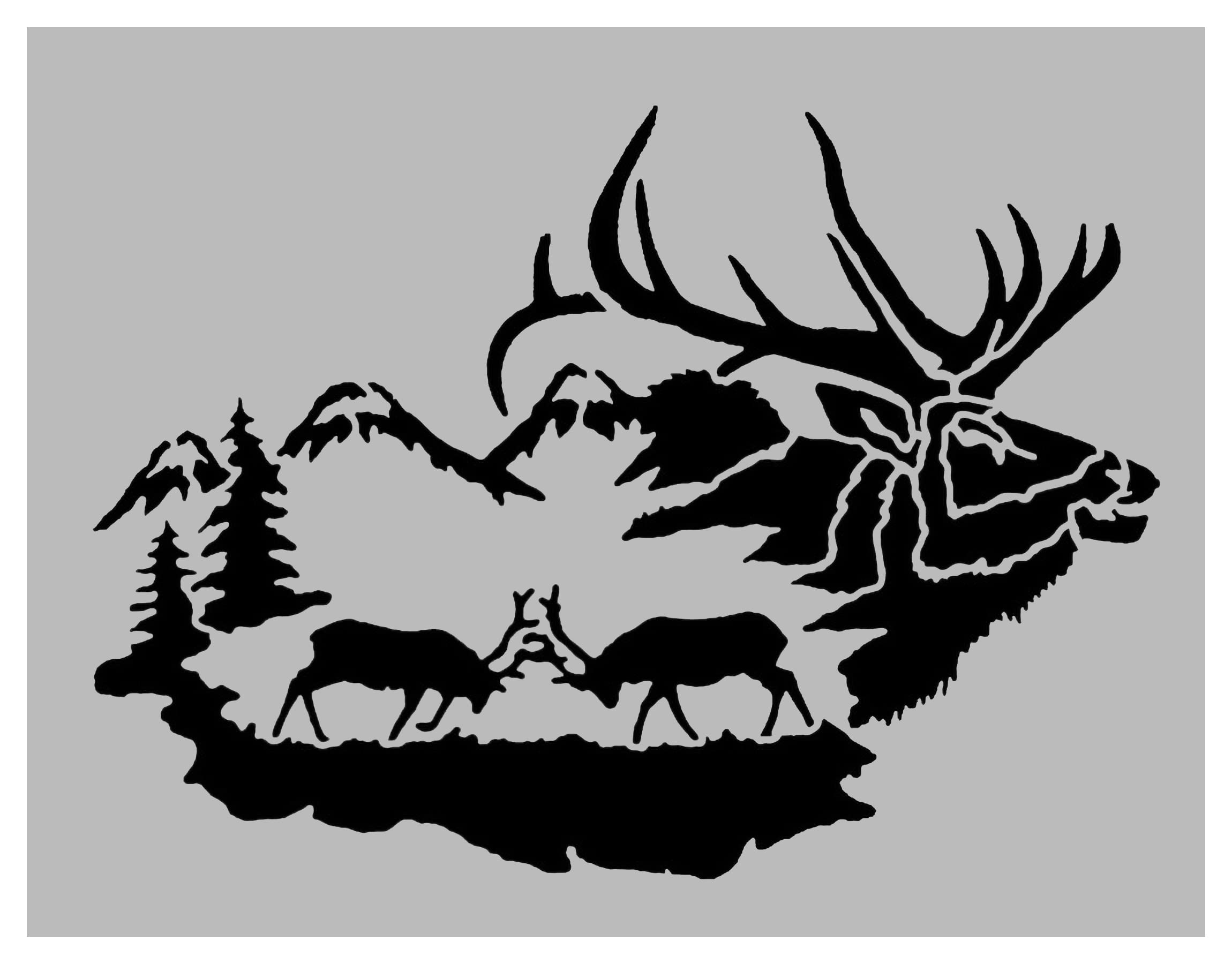 Bull Elk Track Stencils AR500 3/8" Silhouette / 3 Hole Birchwood
