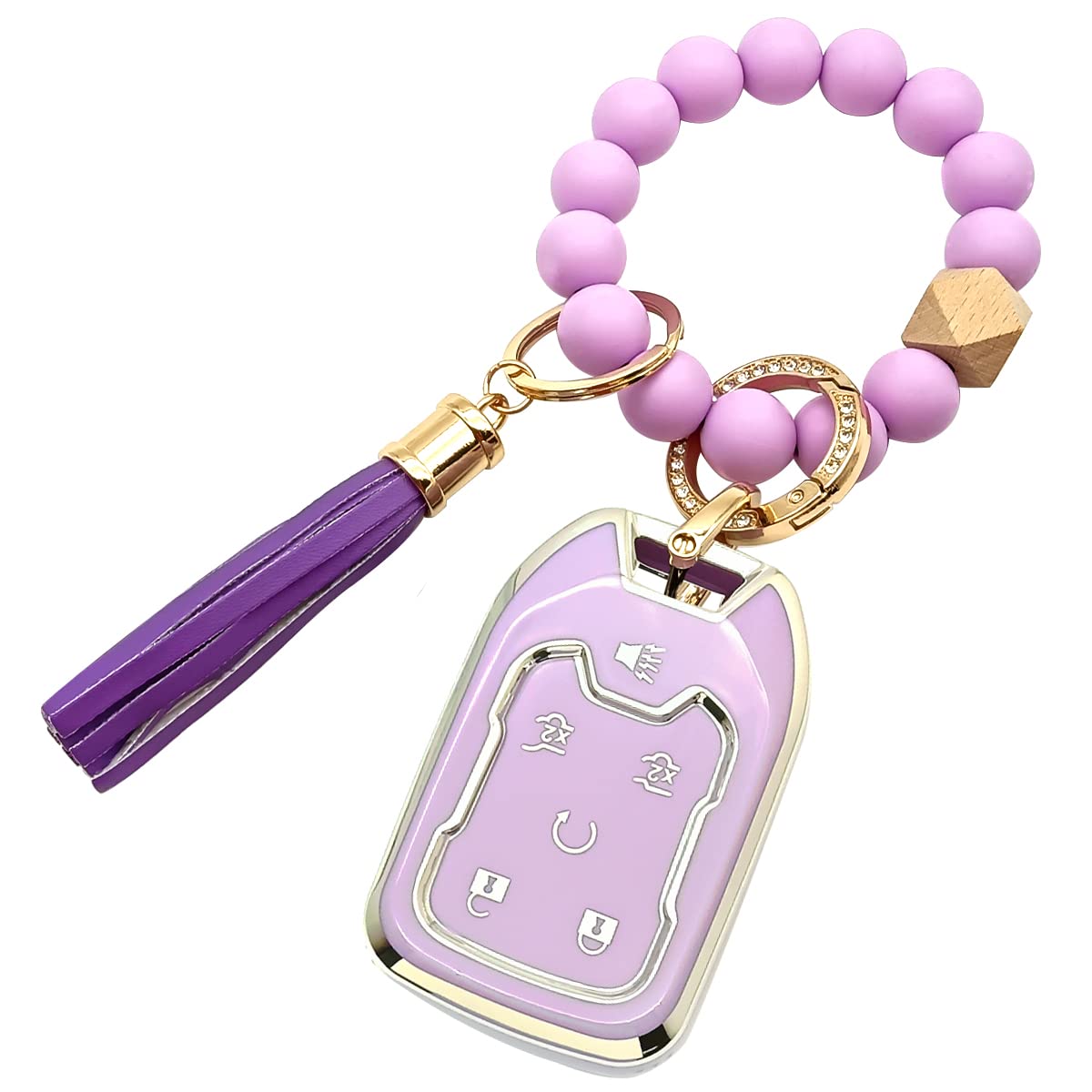 Amazon.com: RFSRZ for Chevy GMC Key Fob Cover,Purple Beaded Key Holder ...