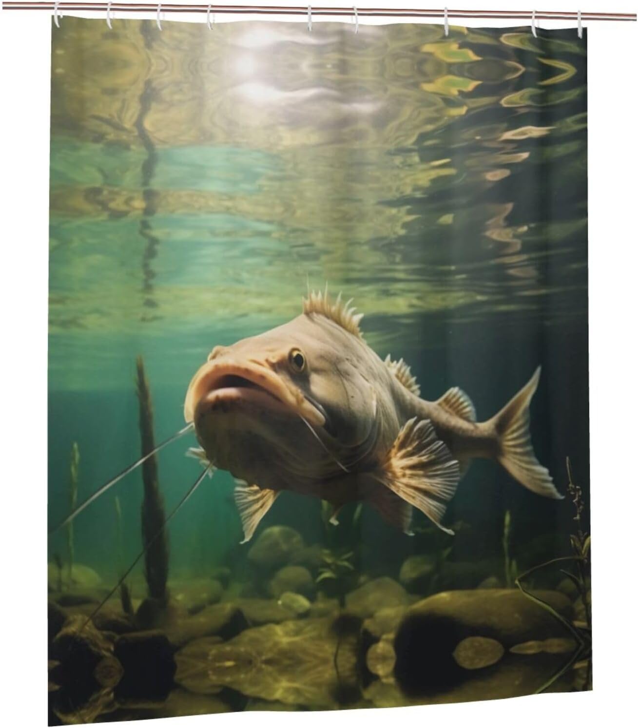 Amazon.com: KIROJA Underwater Catfish Shower Curtain,Waterproof Fabric ...