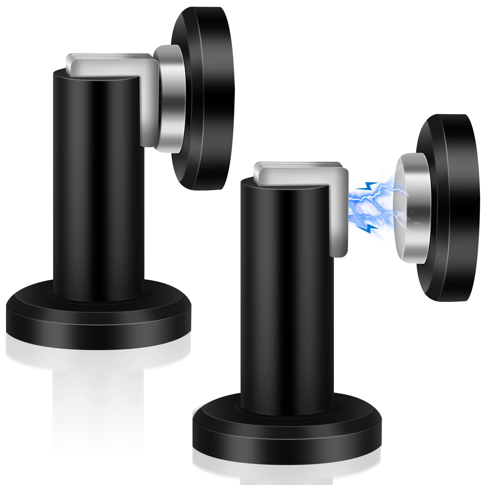 KOLAKO Door Stoppers, Magnetic Door Stops Black Wall Floor Mount Heavy ...