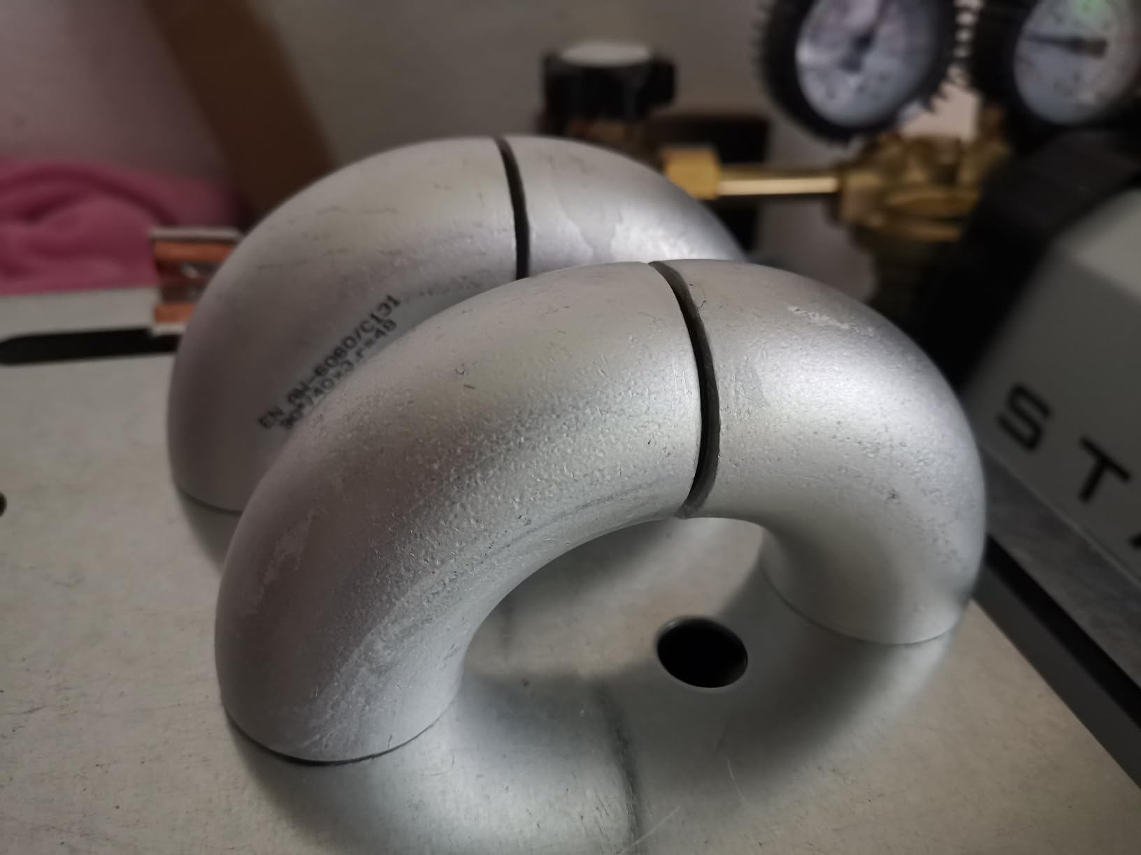 2x Aluminium Rohrbogen 90° Norm 3 Ø 40x3mm AW 6060 - Alu Schweißbogen ...