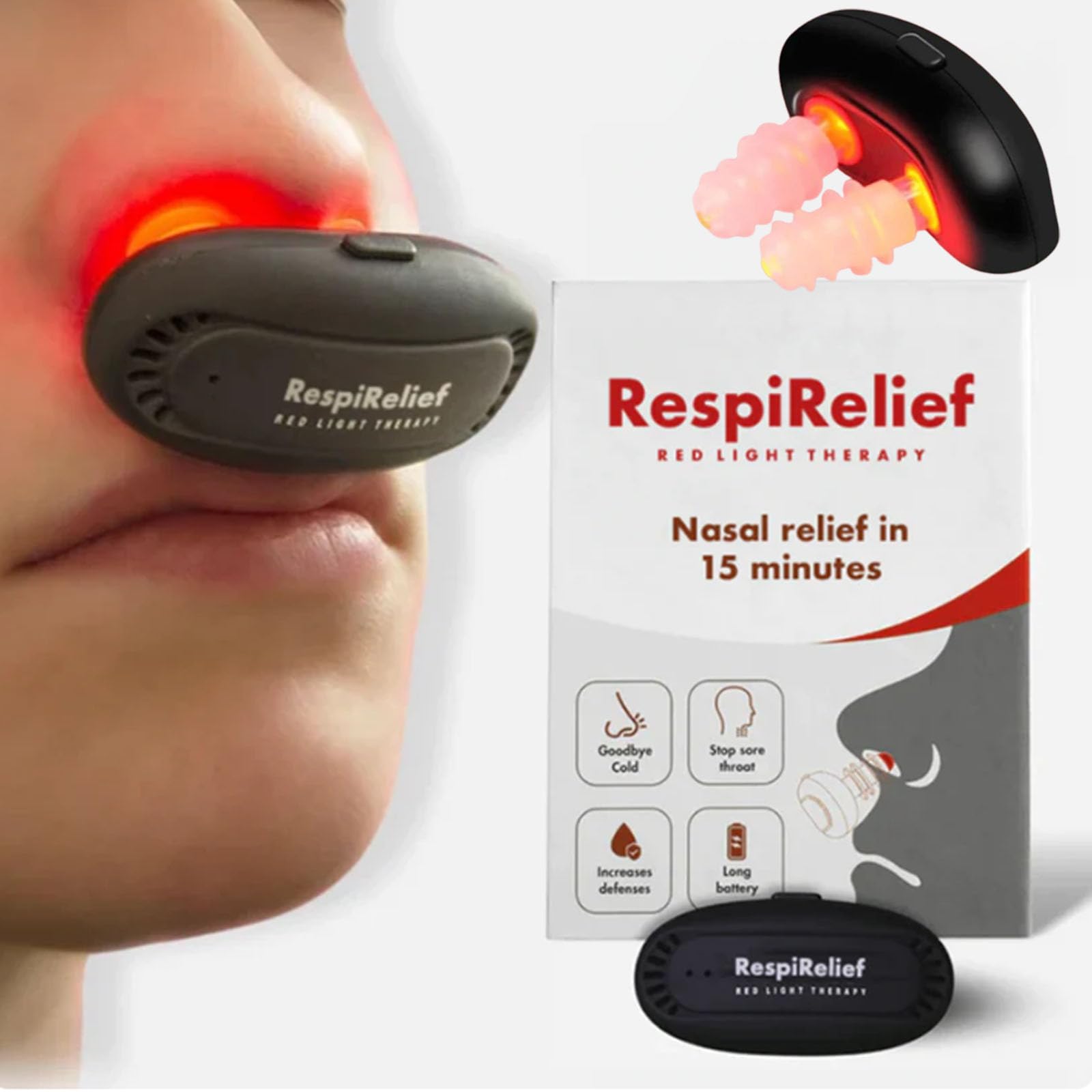 Amazon.com : No More Colds Red Light Therapy for Nose, RespiRelief Red ...