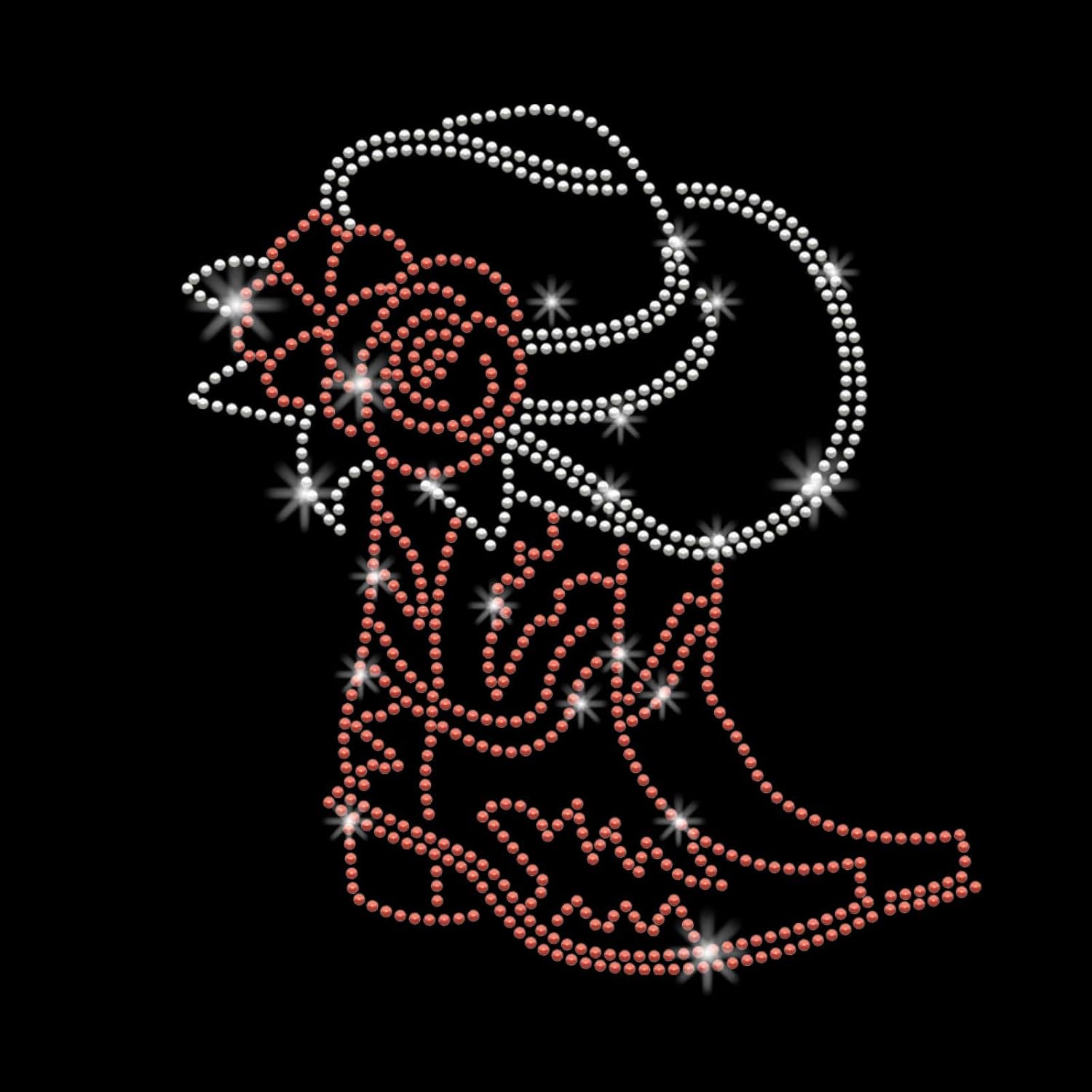 PLIGREAT Bling Rhinestone Cowboy Hat Iron on Hotfix Heat Transfers ...