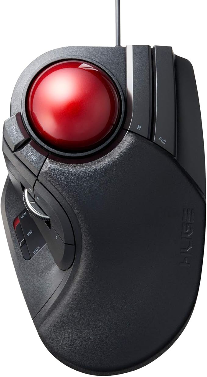 ELECOM Wired Finger-Operated Large Size Trackball Mouse 8-Button ...