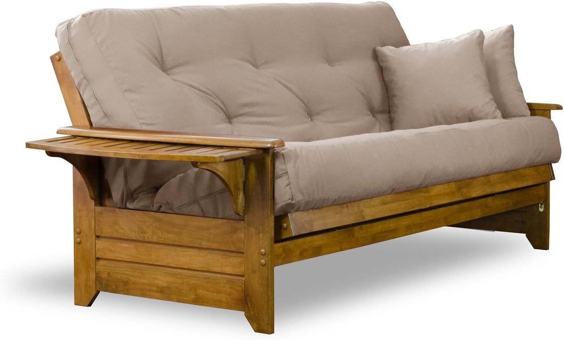 Amazon.com: Nirvana Futons Brentwood Tray Arm Futon Frame, Drawers, and ...