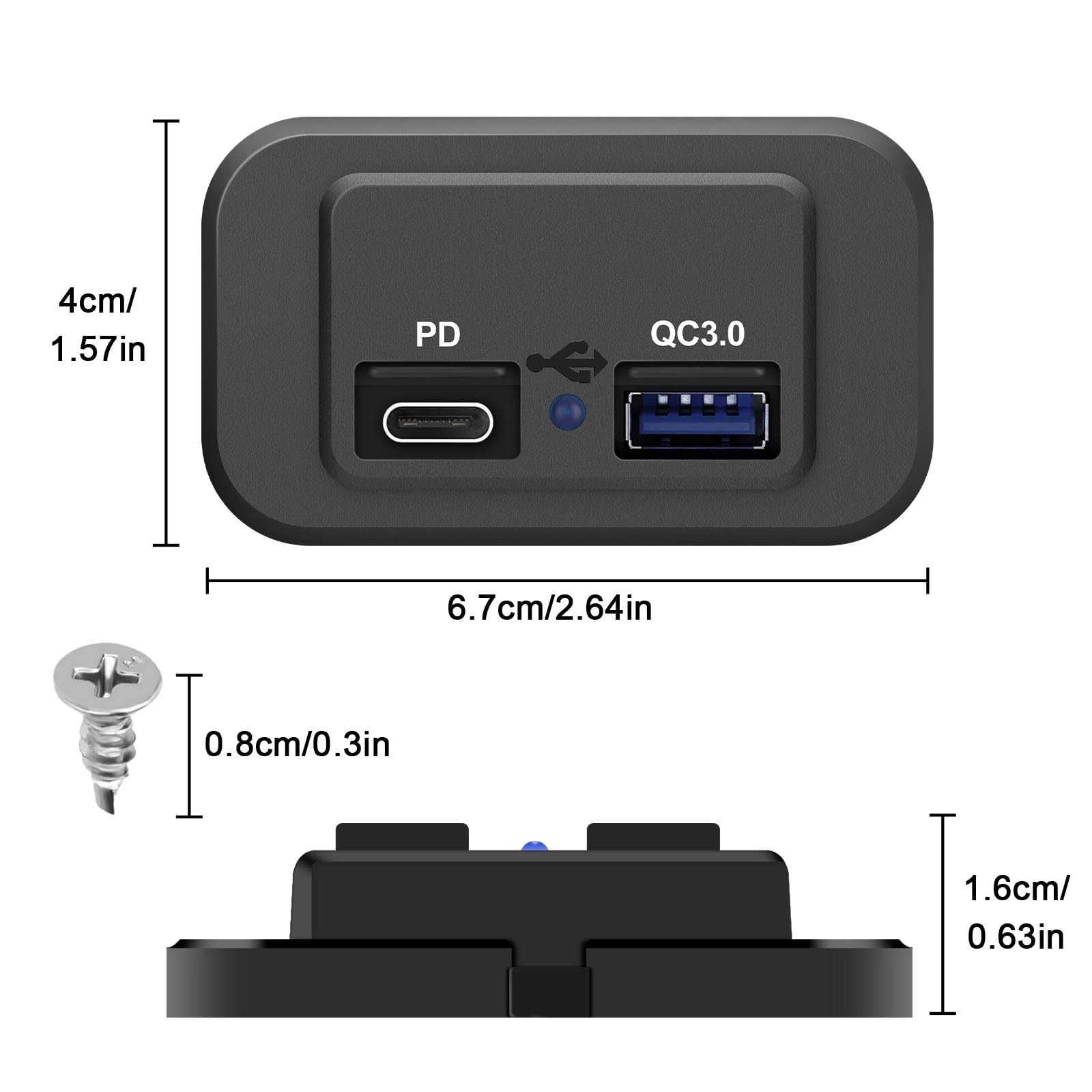 Snapklik.com : 12V RV USB Outlet, QC30 USB A Port & USB C Port Surface ...