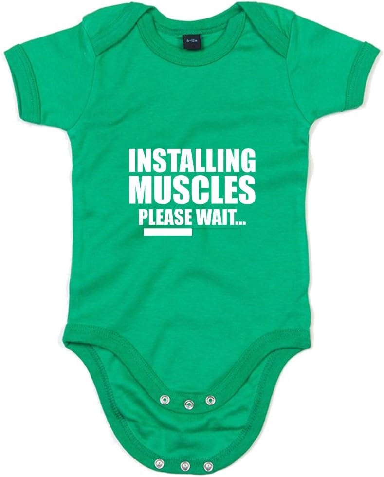 Amazon.com: Installing Muscles, Printed Baby Grow - Kelly Green/White 3 ...