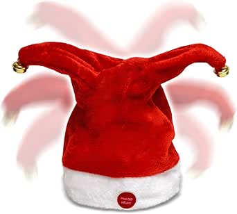 Amazon.com: BenefitUSA Plush Christmas Santa Hat Party Hat with bell ...