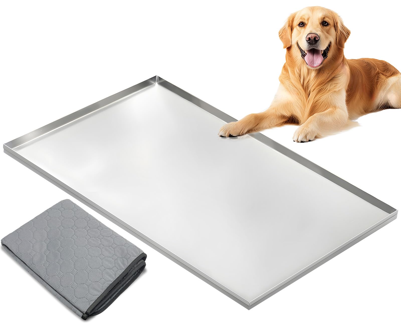 Amazon.com : Metal Dog Crate Tray 41.7" x 27.5" Stainless Steel Metal ...