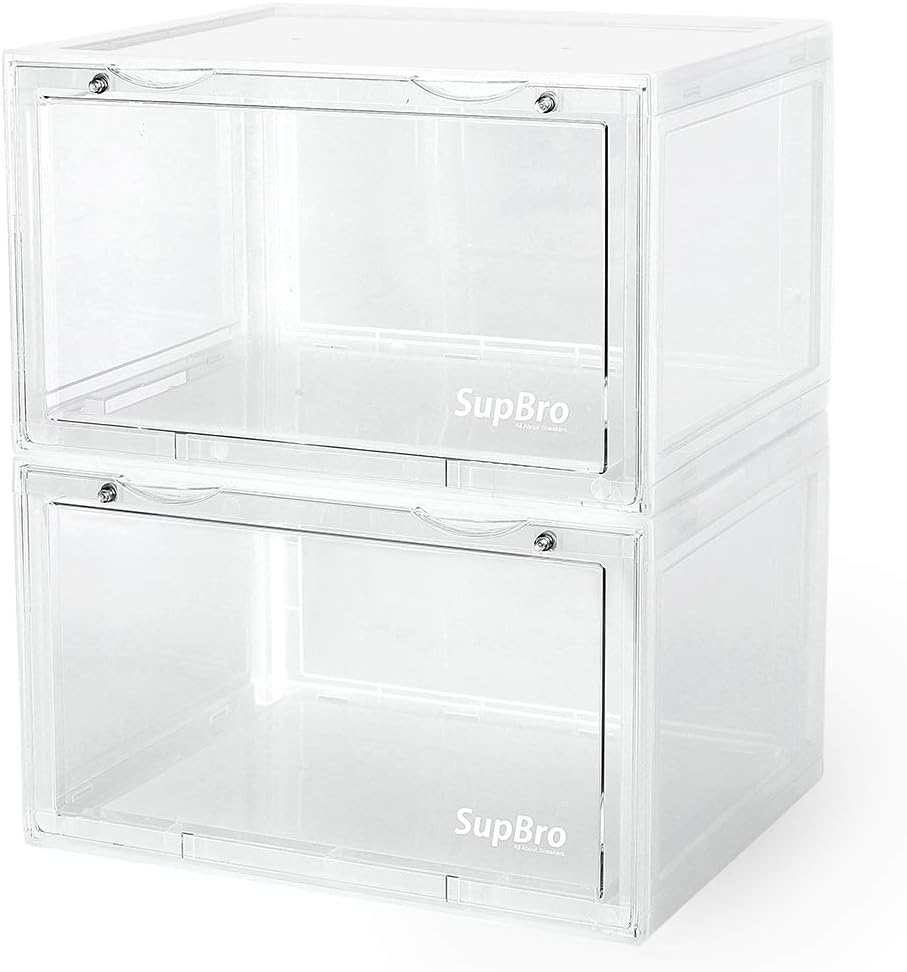 SupBro Caja de colección Caja de almacenamiento de fácil acceso Caja de zapatos apilables de ...