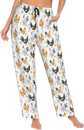 PrelerDIY Dreamy Chickens Hens Women Comfy Pajama Pants Stretch ...