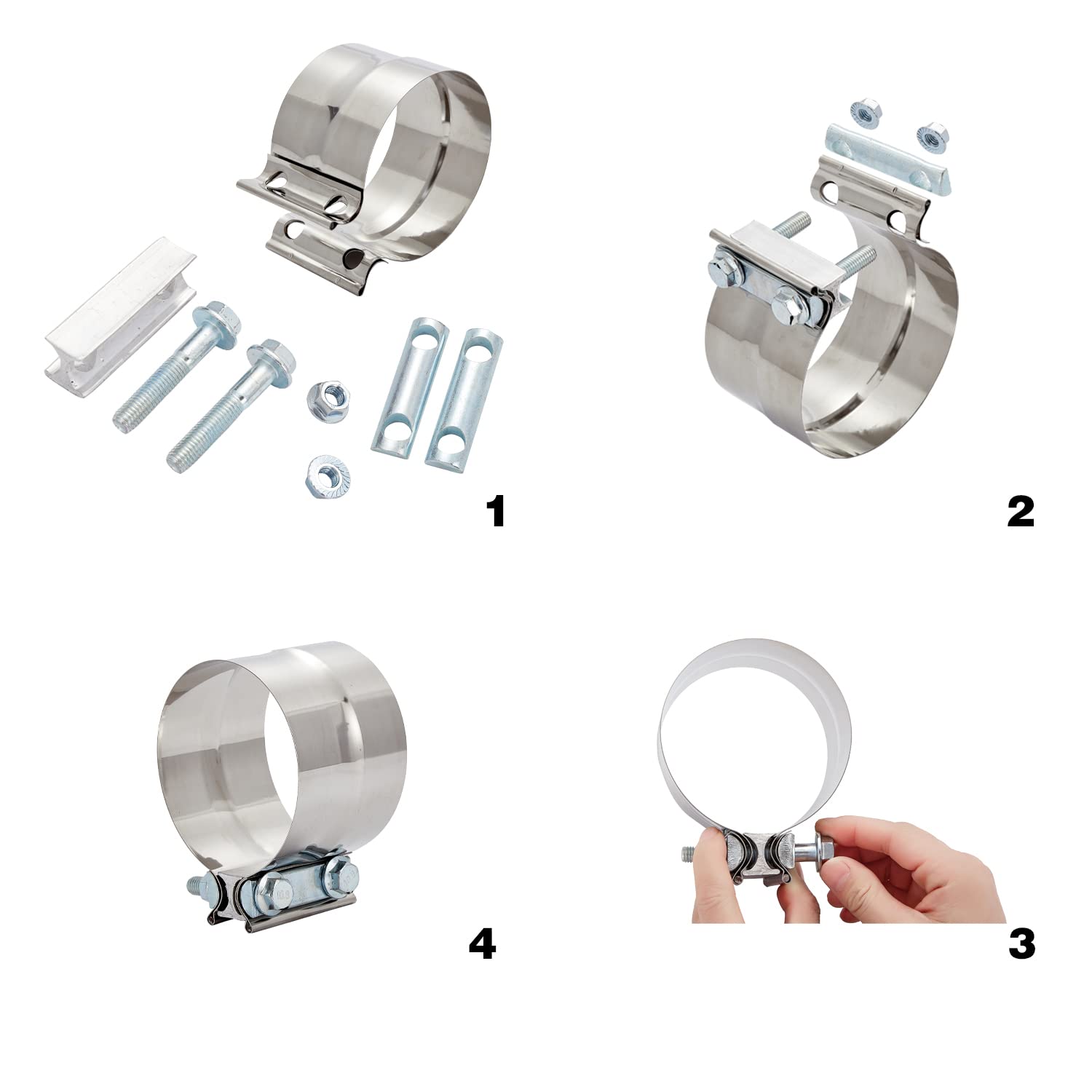 Snapklik.com : 2PCS 1.5" Lap Joint Band Clamps,Exhaust Muffler Clamp ...