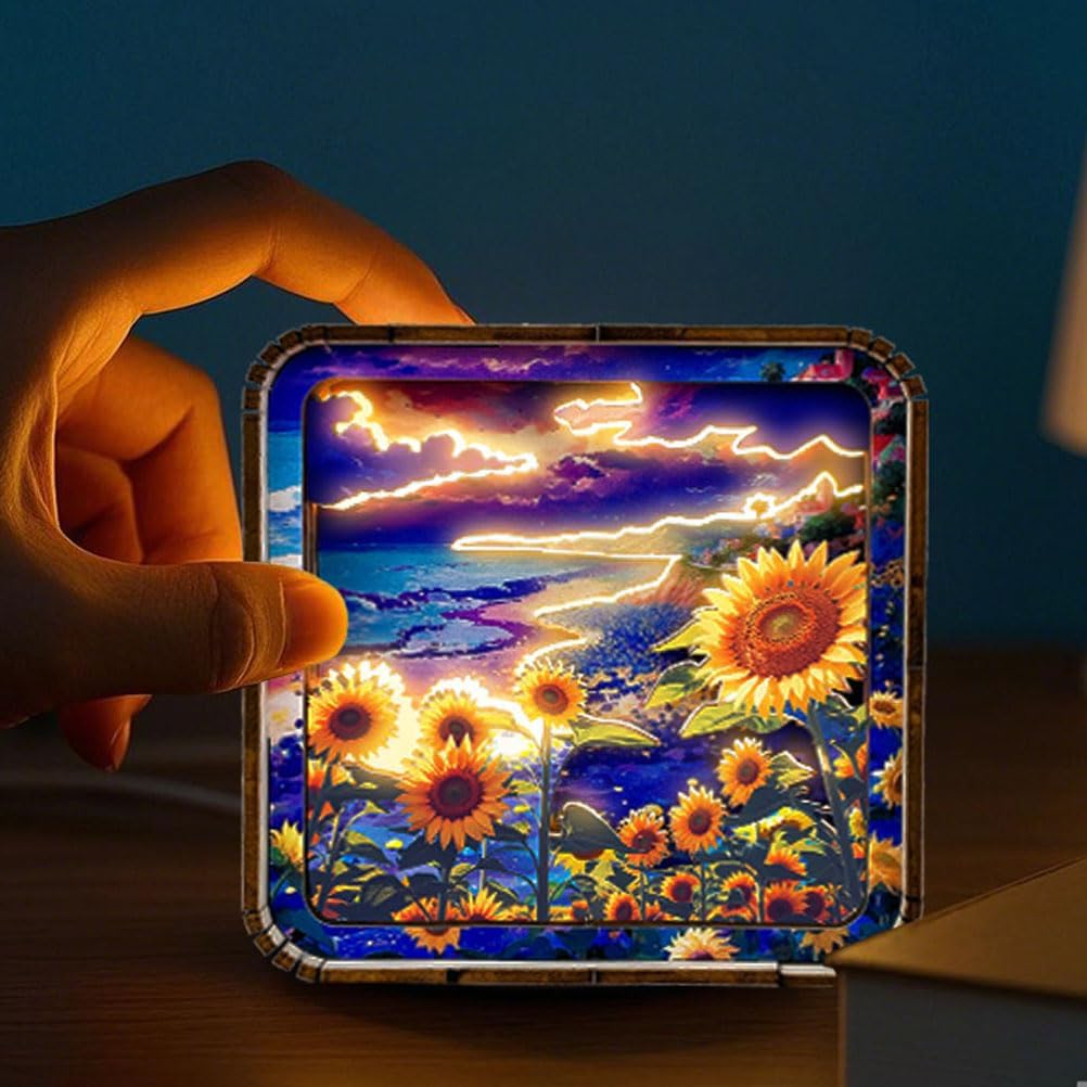 Amazon.com: 3D Wooden Night Light, Beach Puzzles for Adults, Acrylic ...