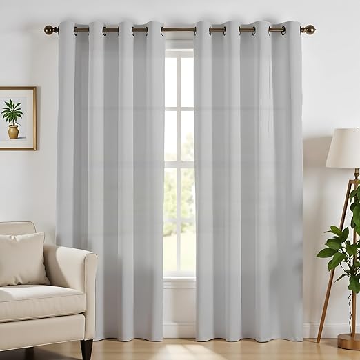 Amazon.com: Mayfair Linen 3 Ply Linen Curtains 84 Inch Length 2 Panels ...