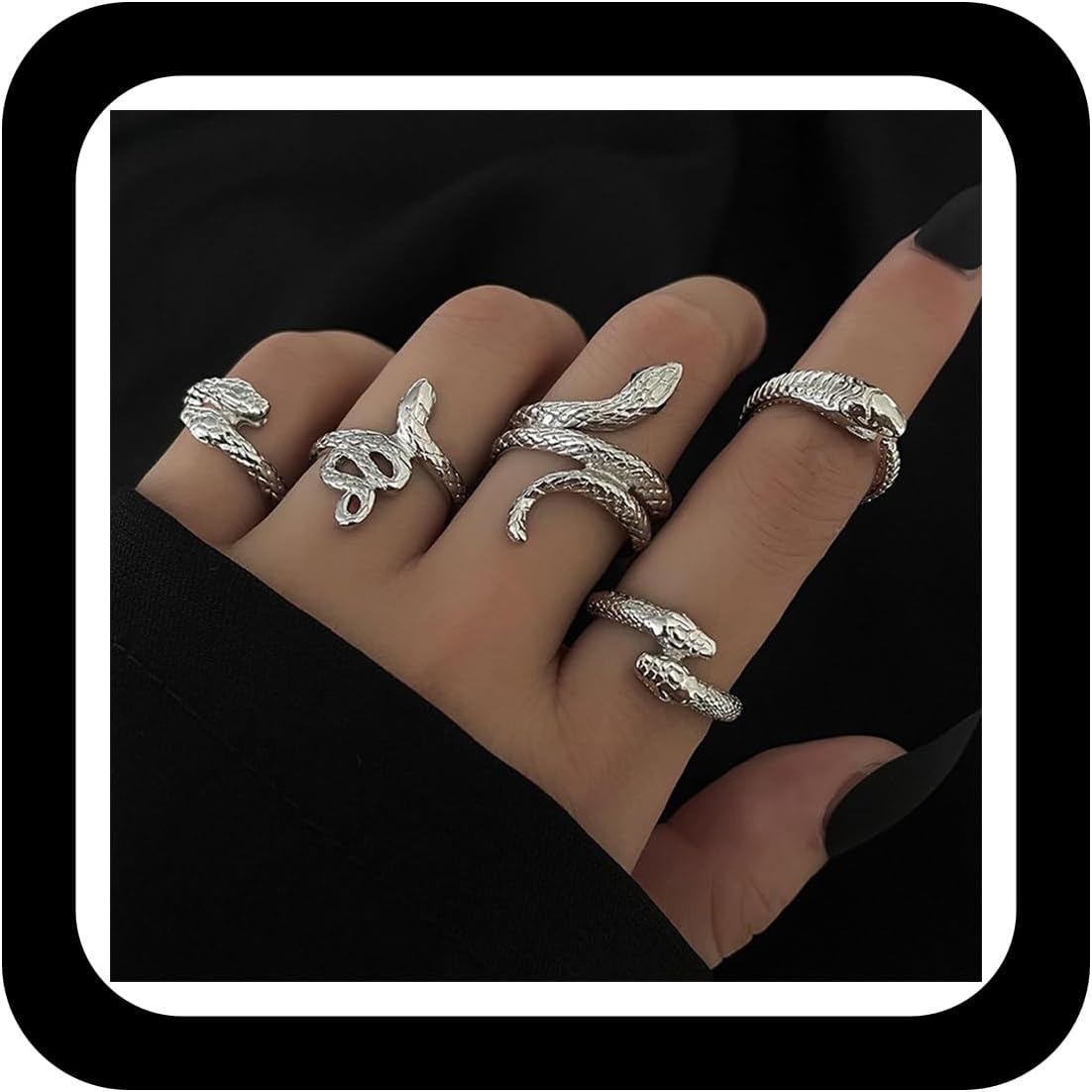 Amazon.com: Zeshimb Snake Rings Set Open Serpent Stacking Rings Gothic ...
