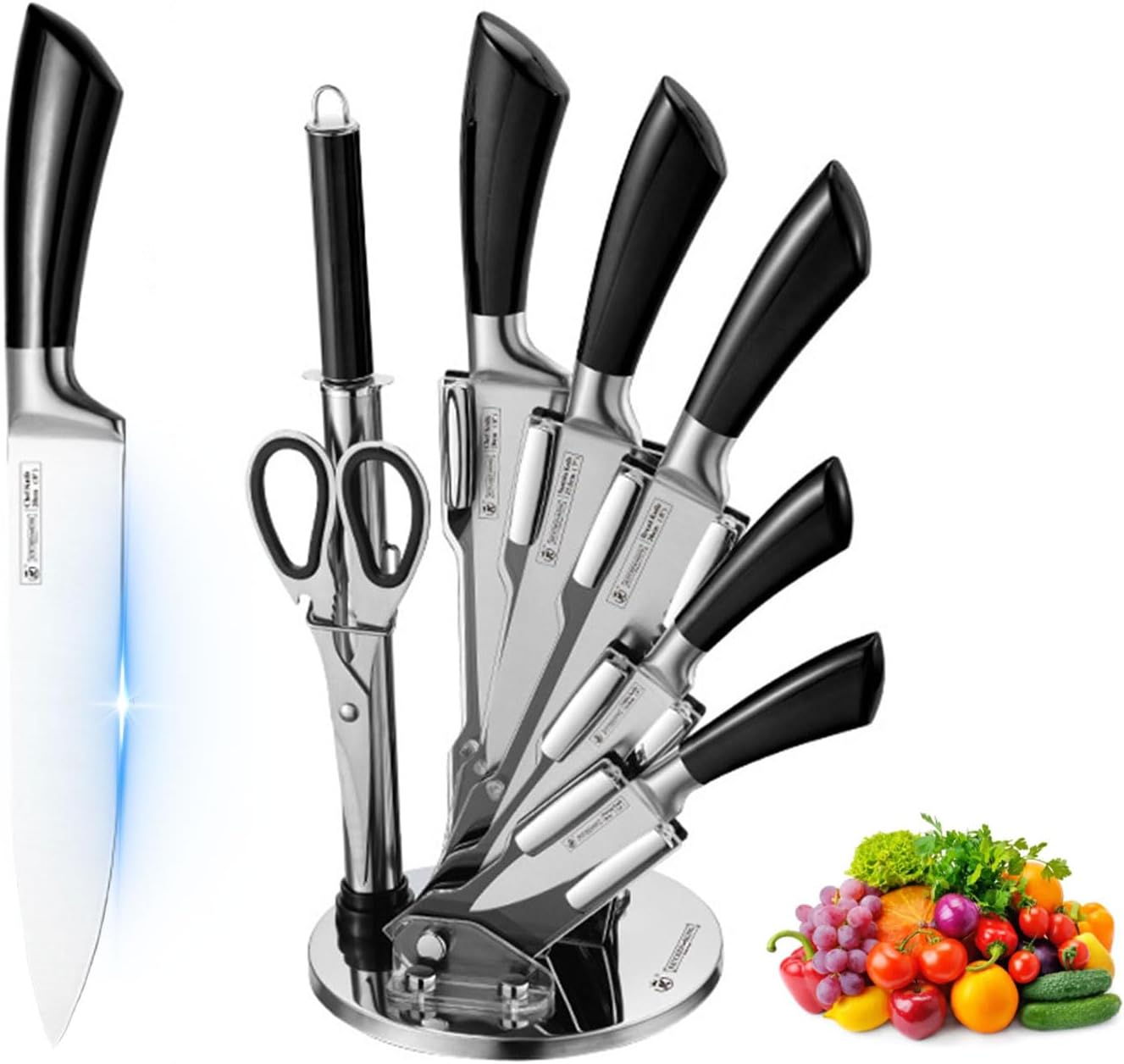 Amazon.com: Kitchen Knife Sets with Block, 8-Pieces Kitchen Knives Sets ...