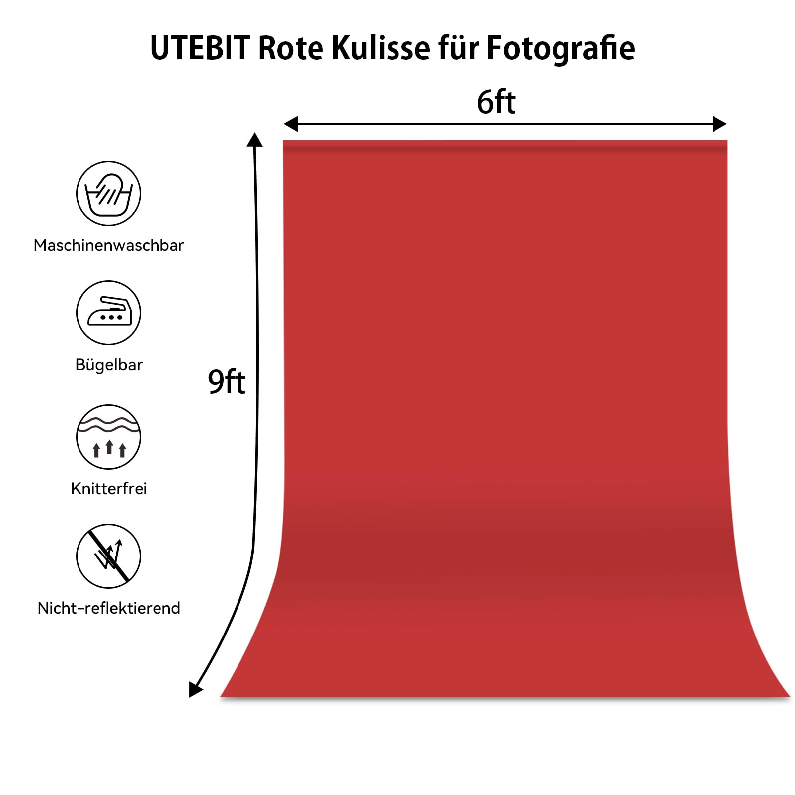 UTEBIT Black Photo Backdrop Portable Collapsible Photoshoot Backdrop ...