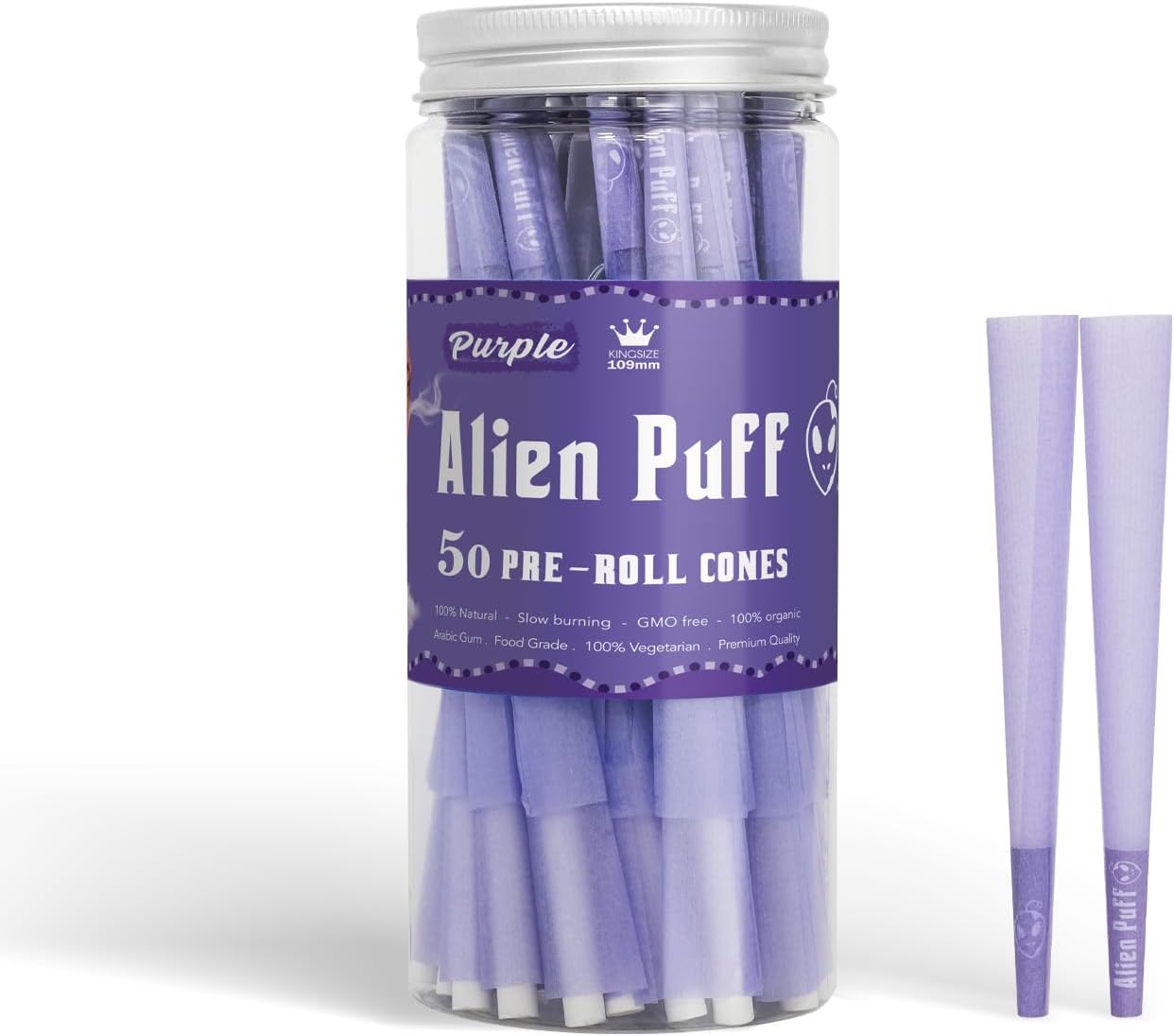 yacool Pre Rolled Cones 50 Pack, 109MM Purple Rolling cones with Tips ...