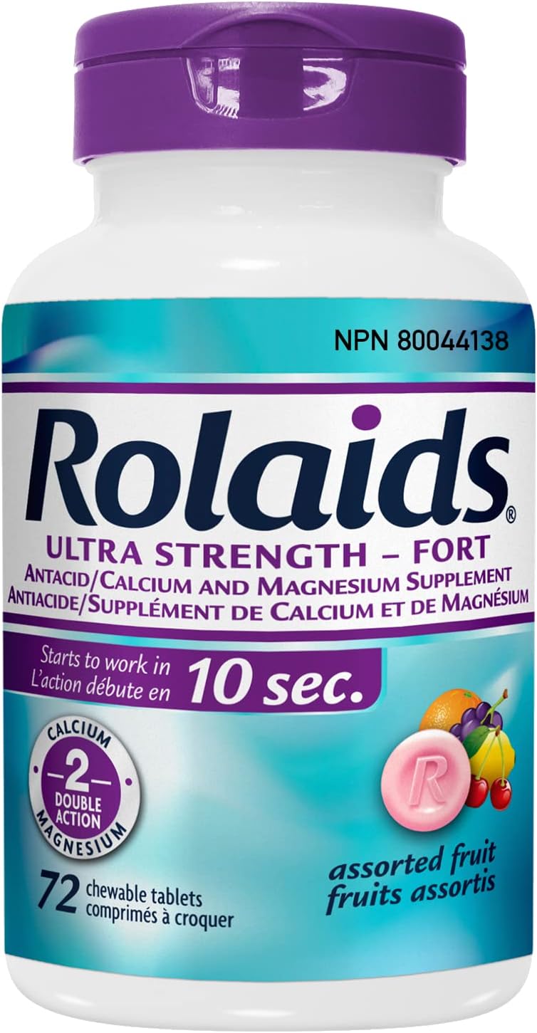 Rolaids Ultra Strength Antacid, Fruit Flavoured, Fast Heartburn Relief ...