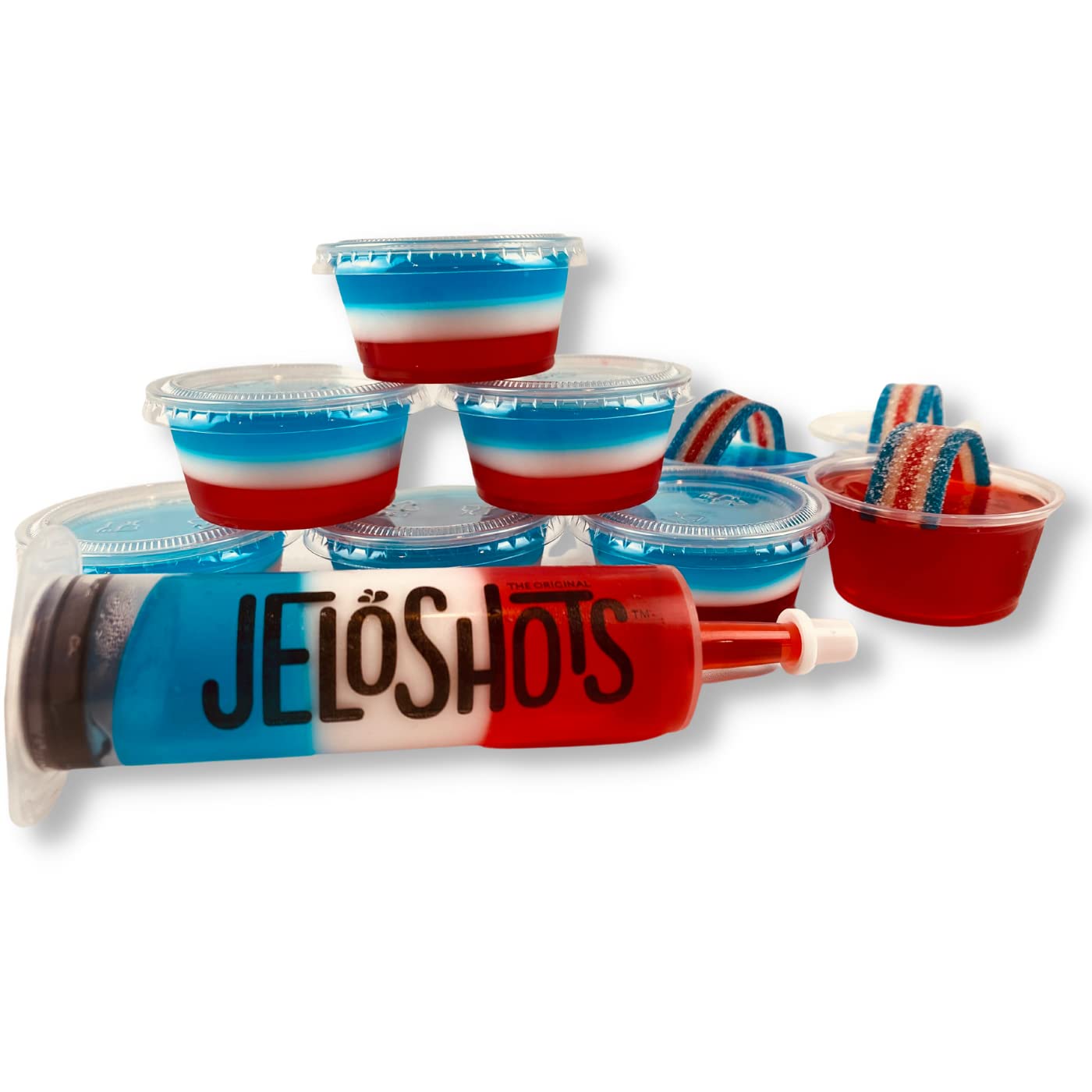 Oogbal Jello Shots THE TWIDDLERS 50 Grote Drinkspuit Shotglaasjes Med