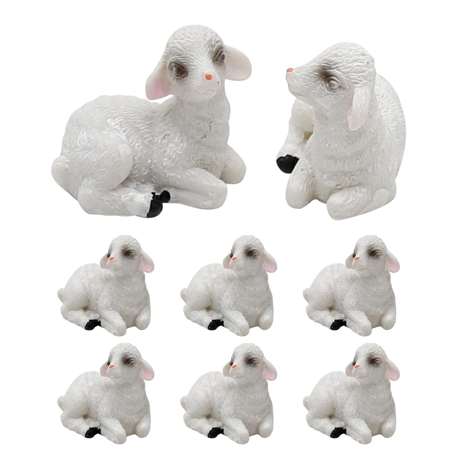 Amazon.com: Zreneyfex 8Pcs Miniature Sheep Figurines Micro Tiny ...
