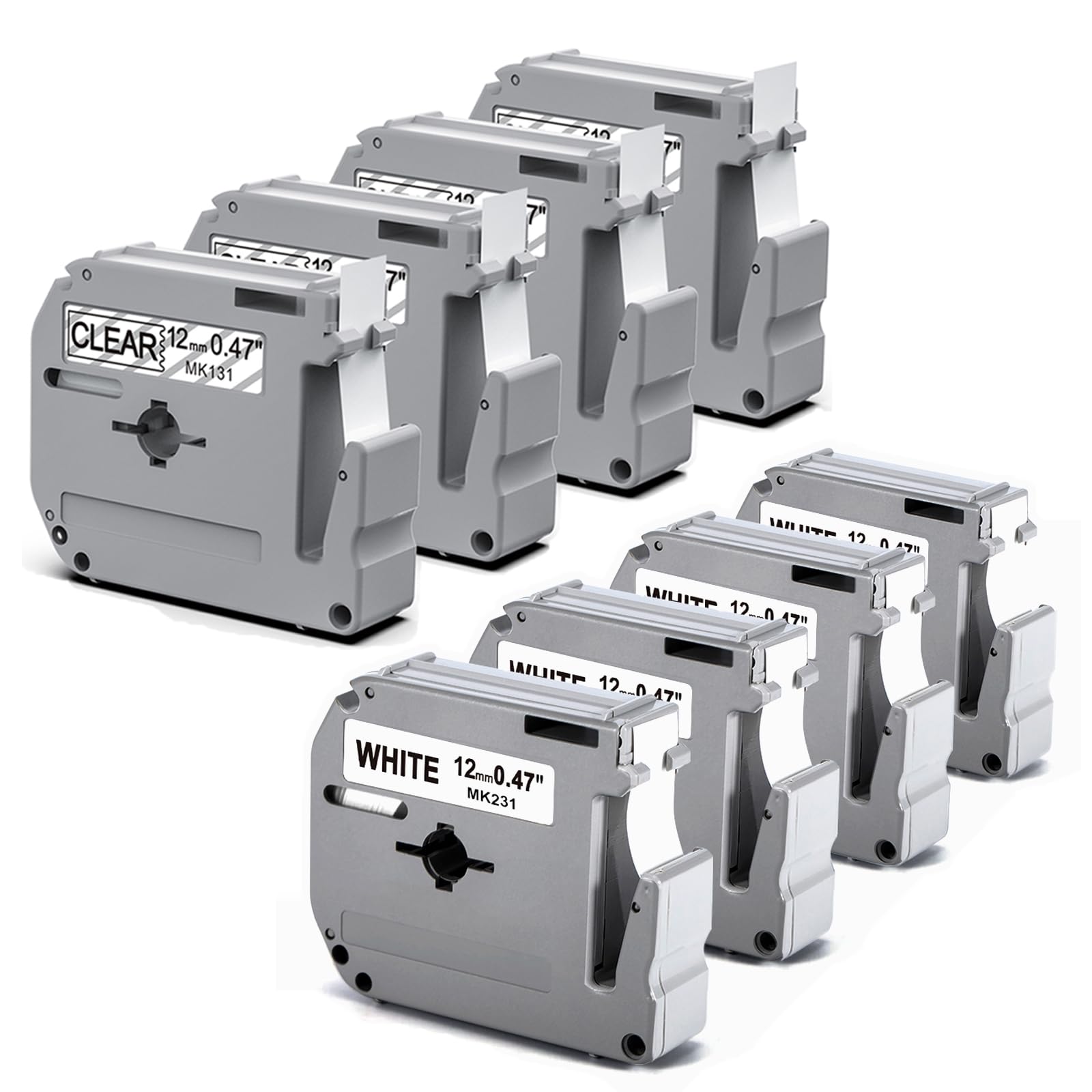 Amazon.com: 4 Clear + 4 White Compatible with Brother M Tape 12mm 0.47 ...