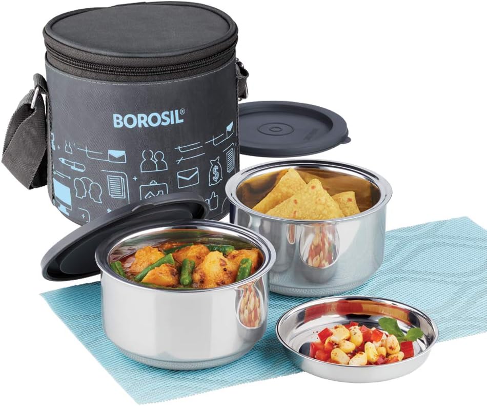 Buy MILTON Steel Snack Medium Lunch Box PU Insulated Stainless Steel ...