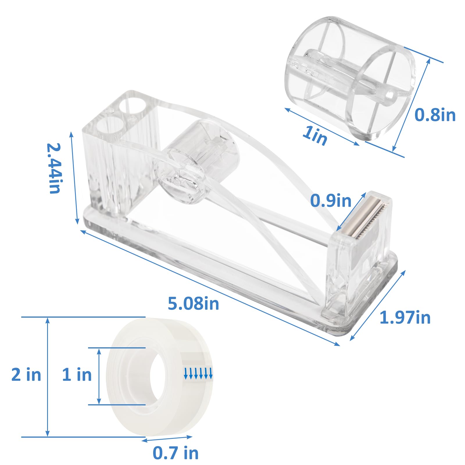 Snapklik.com : Transparent Acrylic Tape Dispenser, Non-Skid Tape Cutter ...